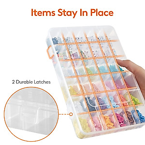 Lifewit 3 Pack 36 Grids Clear Stackable Plastic Organizer Storage Box Container with Adjustable Dividers for Beads, Art DIY, Crafts, Jewelry, Fishing Tackle with 5 Sheet Label Stickers