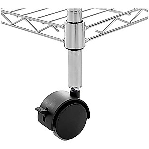 Amazon Basics 3-Shelf Adjustable, Heavy Duty Storage Shelving Unit on 4'' Wheel Casters, Metal Organizer Wire Rack, Chrome, 23.2"L x 13.4"W x 32.75"H