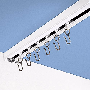 Room/Dividers/Now Ceiling Curtain Track Set - Comes with Track, Roller Hooks, Installation Hardware, Saw, and End Cap and Curtain Rail Ceiling Gliders Set - Plastic Body and Wheels with Steel Hook