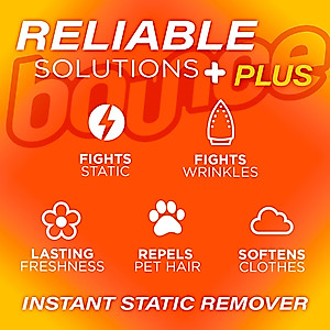 Bounce 3-in-1 Anti Static Spray & Wrinkle Release - Odor Eliminator, Fabric Refresher & Dewrinkle Spray for Clothes, Anti-Wrinkle Spray for Clothing, Travel Size Wrinkle Releaser, 9.7 Fl Oz, Pack of 2