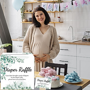 50 Pcs Greenery Diaper Raffle Card Box for Baby Shower, Diaper Raffle Tickets with Advice and Wishes for the Parents-to-be, Baby Shower Card Box Party Decorations, Party Favors Decorations Supplies