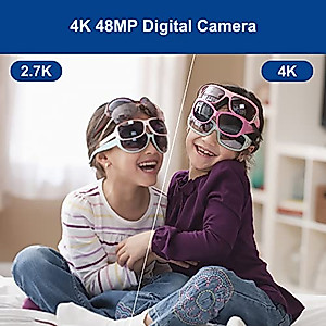 4K Digital Camera 48MP Kids Compact Camera Autofocus 16X Digital Zoom Children Portable Camera for Boys, Girls,Beginners (with 32GB SD Card and 2 Batteries)