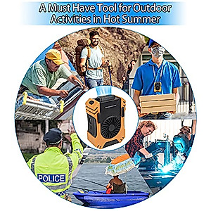 FANCYWING 2023 4in1 Portable Mini Waist Clip Fan, Personal Necklace Cooling Fan with Flashlight Function for Outdoor Working, Hiking, Camping, Fishing- Rechargeable, 3 Speed, Strong Airflow