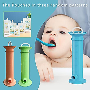 Fruit Puree Filler,Portable Fruit Squeeze Puree Filler Fruit Juice Food Maker with 9pcs Reusable Pure Color Pouches for Kids (Green)