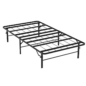 PayLessHere Metal Bed Frame Foldable Metal Platform Mattress Foundation with Support Up to 1000lbs Steel Slats Support Noise Free Heavy Duty Bed Frame Easy Assembly,Twin