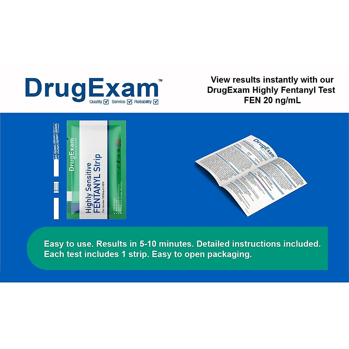 25 Pack - DrugExam Made in USA, FYT Urine Test Kit, Urine Test Strips, Highly Sensitive and Easy to Use. Drug Test Kit. Fen Test Kit. Highly Sensive Urine Test Kit.