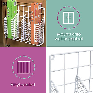Home Basics Organizer Rust Resistant, Perfect for Food Storage, Silver Foil, Wax Paper, Sandwich Bags, Plastic Wrap-Mounts