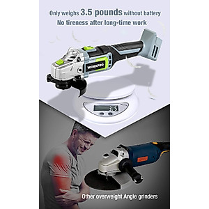 WORKPRO 20V Cordless Angle Grinder Kit, 4-1/2 Inch, Lightweight Angle Grinder Tool w/ 4.0Ah Lithium-Ion Battery & Fast Charger, Ergonomic Button Position for Reducing Hand Pressure