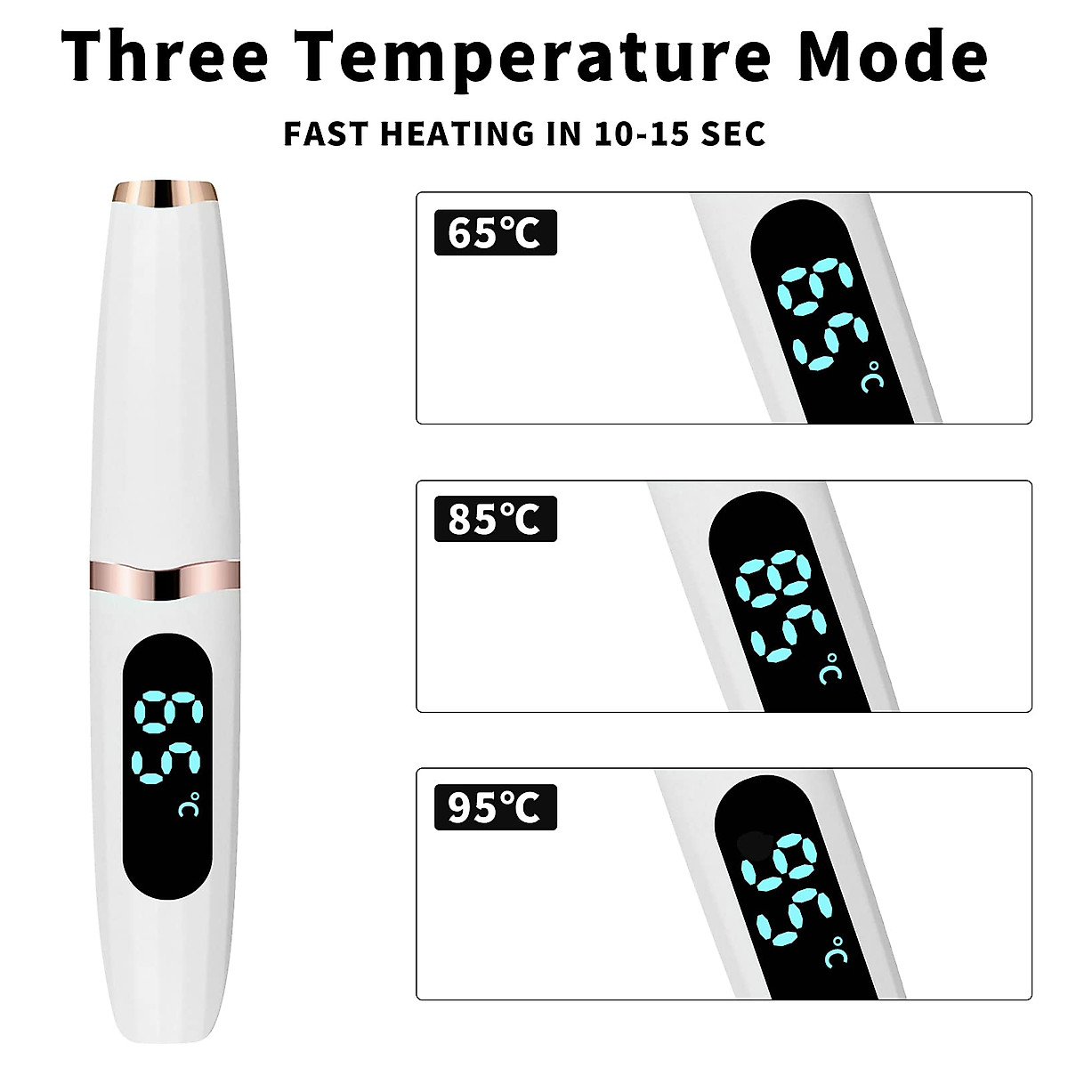 Acavado Heated Eyelash Curlers Heated Lash Curler with Comb Electric Eyelash Curler LED Display 3 Temperature Settings for Makeup Natural Curling 24H Long Lasting Eye Lashes Tool for Women White