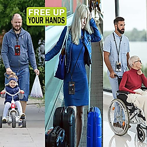 Mobile Phone Crossbody Chain Back Clip - by Gecko Black Neck Phone Holder Phone Lanyard Compatible with iPhone Lanyards for Around The Neck - (BLACK XL Neck - BLACK Pocket)