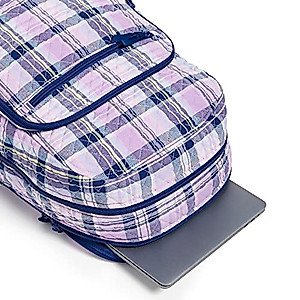 Vera Bradley Women's Cotton Campus Backpack, Amethyst Plaid - Recycled Cotton, One Size