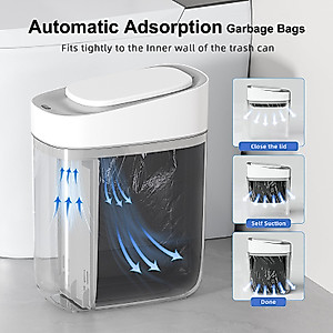 Coeusy Bathroom Trash Can,Motion Sensor Trash Can Automatic Touchless,Smart Bathroom Garbage Can with a Lid,Auto-Adsorption Slim Small Waste Basket for Bedroom,Office,3 Gallon White