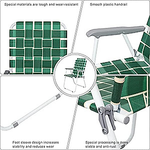Outvita Webbed Lawn Chairs Set of 2, Foldable Alloy Steel Patio Chairs Stable Frame Outdoor Chair for Camping, Fishing, Beach, Poolside, Backyard and BBQ (Green&Khaki)