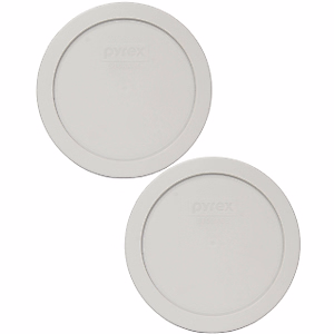Pyrex 7201-PC Sleek Silver Round Plastic Food Storage Replacement Lid, Made in USA - 2 Pack