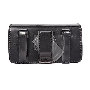 Black Leather Phone Case Cover Pouch Holster Swivel Belt Clip w Loops Compatible with T-Mobile LG V20 - T-Mobile Motorola Moto E5 Plus - T-Mobile Motorola Moto G7 Power