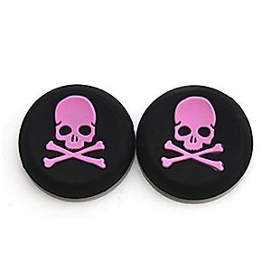 Vivi Audio® Thumb Stick Grips Cap Cover Joystick Thumbsticks Caps for PS4 Xbox ONE Xbox 360 PS3 PS2 Pink Skull