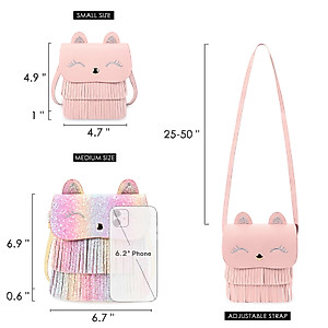 mibasies Kids Purse Gifts for Little Girls Toddler Cat Tassel Crossbody Bag Shoulder Bag