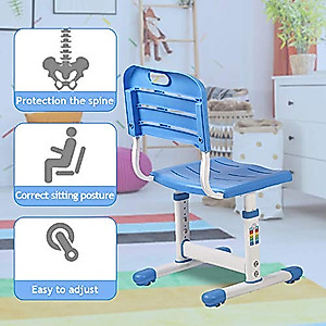 Kids Desk and Chair Set Adjustable Height Ergonomic Children's Table with Storage Drawer Kids Study Homework Desk Table for 3-15 Kids (Blue)