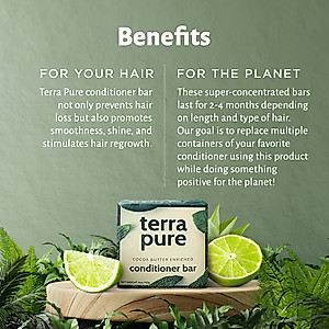 Terra Pure Conditioner Bar | Cocoa Butter Enriched by 1-Shoppe | Plastic Free, Soap Free, Vegan, Plant Based, Sustainable, Eco-Friendly, & Zero Waste