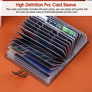 YueJin RFID Credit Card Holder,Large Capacity Storage Credit Card Book Case for Men and Women,Leather Business Card Organizer with 95 Card Slots (black)