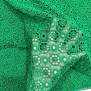 LadyQ African Lace Fabric French Nigerian Embroidered Cord Lace Fabric for Women Wedding Party Dress Silk Milk Lace 713LD (Green)