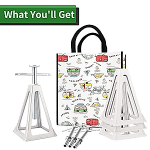 RVGUARD RV Stack Jacks 4 Pack with Storage Bag, Aluminum Stabilizer Jacks for RV Trailer Camper, Single Support Up to 6000 Lbs, Adjustable from 11" to 17"
