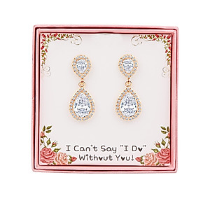 I Can't Say"I Do" Without You | 1 4 6 8 Sets Bridesmaid Jewelry Sets for Women Gold/Rose Gold/Silver Plated Teardrop Dangle Earring for Wedding Gifts