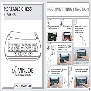 VINJOE Chess Clock Digital Chess Timer Professional for Board Games, Portable Digital Chess Clock & Game Timer with Basic,Bonus,Delay and Positive Time Features Best Gifts (Without Battery)