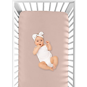 Sweet Jojo Designs Dusty Rose Pink Girl Fitted Crib Sheet Baby or Toddler Bed Nursery - Solid Color Mauve for Bohemian Boho Rainbow Collection