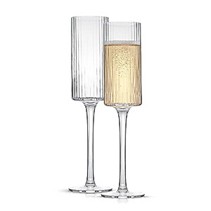 JoyJolt Fluted Champagne Flutes – ELLE 6oz Champagne Glasses. Unique Champagne Flute, Mimosa Glasses, Cocktail Glasses or Wedding Champagne Flutes. Vintage Style Drinking Glasses