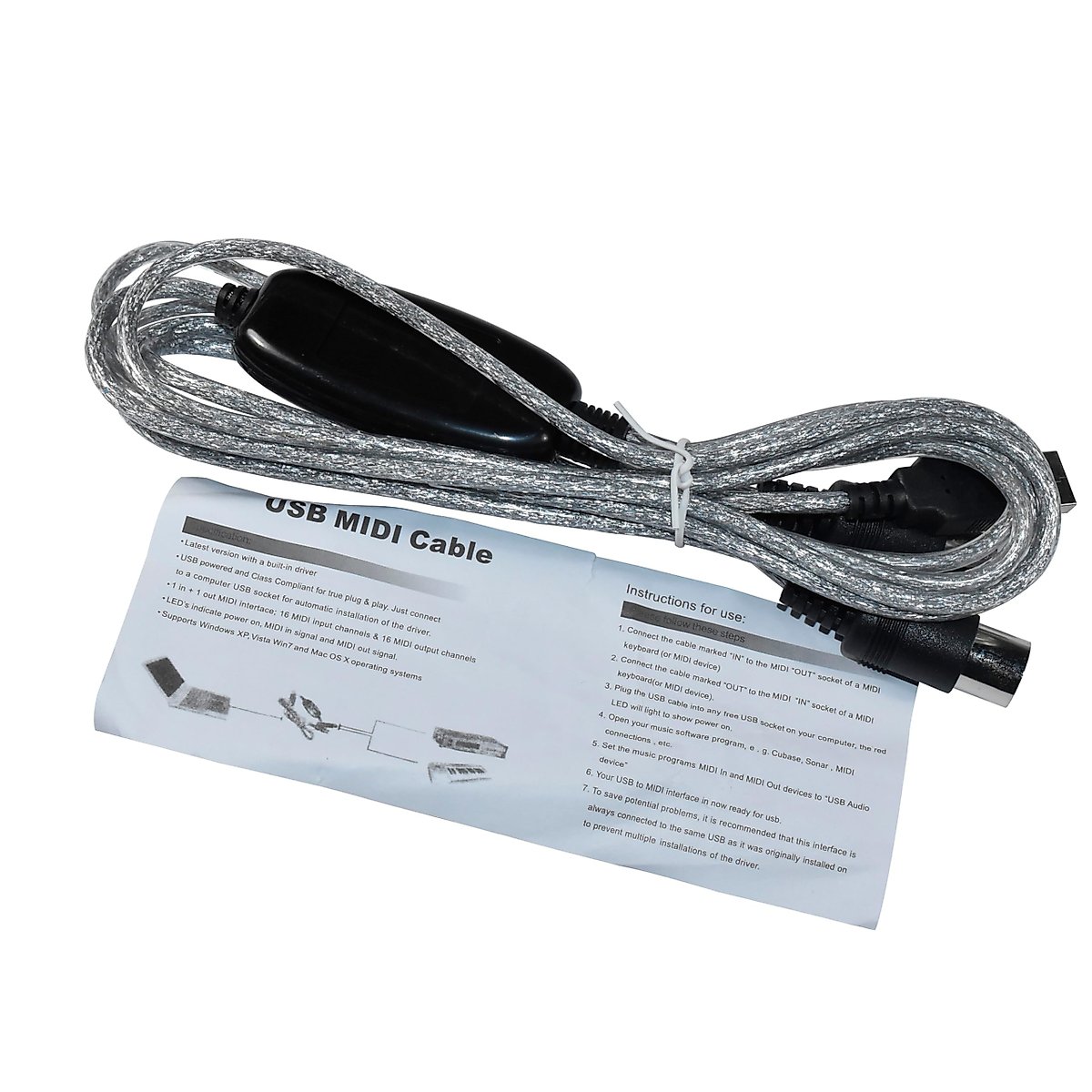 HQRP USB in-OUT MIDI Interface Cable Converter PC to Music Keyboard Adapter Cord for M-Audio Keystation 88ES 88-Key USB MIDI Keyboard Controller