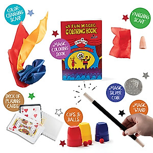 PREXTEX Magician Costume Kids Kit - Magic Tricks Games Toy with Magic Costume Includes Top Hat, Cane, Cape, Wand Kit
