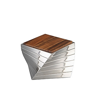 nambe Twist Coaster 6-Piece Set | Wooden Drinks Coasters for Tabletop Protection | Made of Acacia Wood and Metal Alloy | Unique Sculptural Design for Coffee Table or Bar Décor | 4.25 Inches