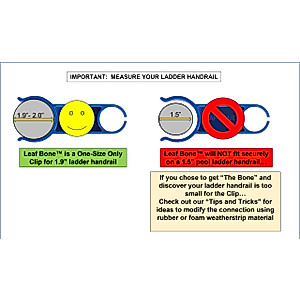 Leaf Bone - Leaf Net Skimmer Clip, In-Ground Swimming Pools and ONLY 1.9" Steel Ladder Handrails (Net Not Included), Leaf Rake Ladder Attachment