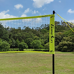 Volleyball Badminton Combo net Set for Backyard and Outdoor with Sleeve Net, 4 Pro Racquets, Nylon Carry Bag