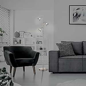 O’Bright Ash - 3-Light LED Tree Floor Lamp, Dimmable 3-Head LED, Multidirectional Standing lamp, Adjustable Multi-Shade, Swivel Cone Floor Lamp for Living Room, Bedroom, Brushed Nickel