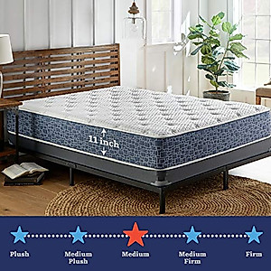 American Bedding 11 Inch Hybrid Mattress, Gel Memory Foam and Innerspring Support, Medium Firm Feel, Queen