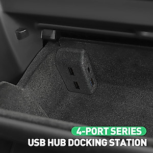 YONZEE Glovebox USB Hub for Tesla Model Y: ABS Flocking Multi Ports Glove Box USB Flash Drive Docking Station for Charging Data Transmission