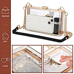 HULISEN Clear Clutch Purses for Women, Stadium Approved Acrylic Clear Bag Gold