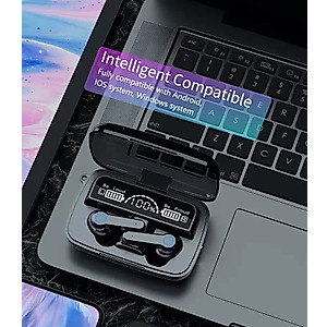 for TCL 10 Pro True Wireless Earbuds Bluetooth 5.1 Headset Touch Control with LED Digital Display Charging Case, Noise Cancelling Earbuds with Mic