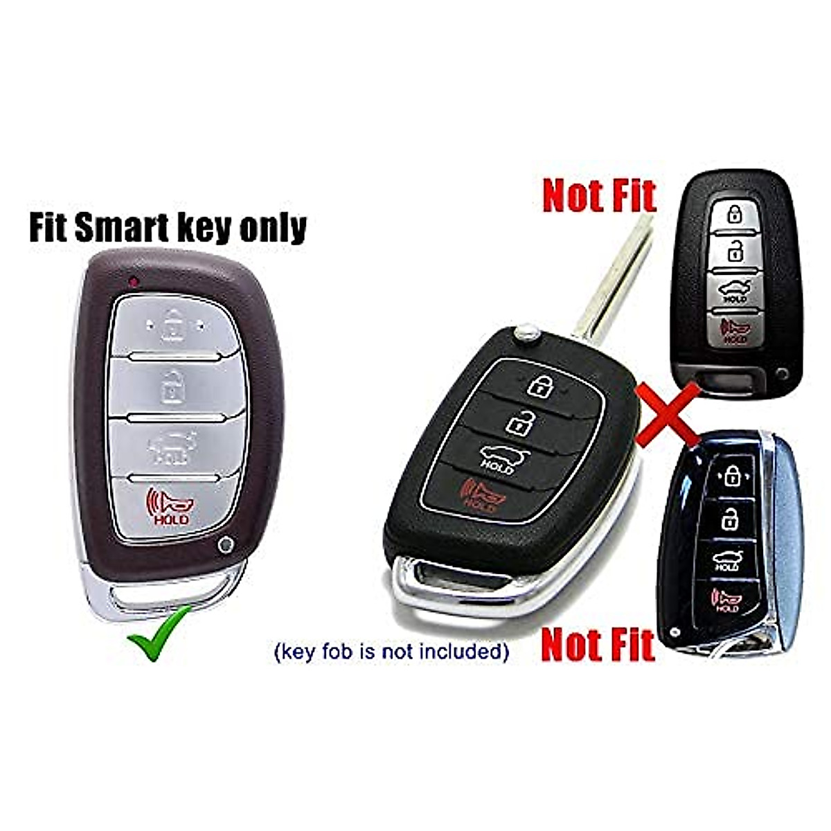 A.M.E. 2PCS Key Fob Cover for Hyundai Tucson Elantra Sonata Smart 4Button Remote , (Push Button) Case Skin Protector (RED & Black)