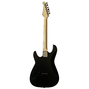 GoDpsMusic 6 String Sawtooth ST-M24 Electric Guitar, Right Handed Satin Black (ST-M24-SBK)