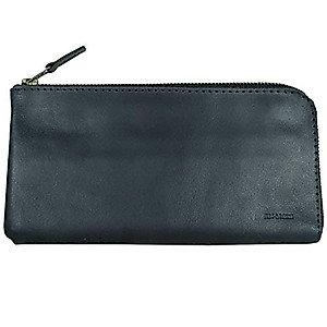 Hide & Drink, Long Zippered Wallet Handmade from Full Grain Leather (Charcoal Black)