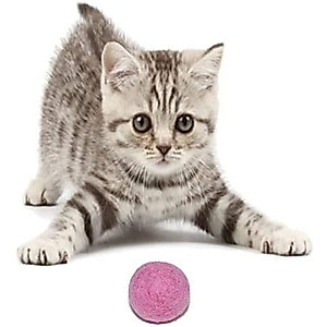 Comfy Pet Supplies Set of 6-100% Wool Felt Ball Toys for Cats and Kittens, Handmade Colorful Eco-Friendly Cat Wool Balls (4cm, Gray Mint Blue Red Pink Yellow)…