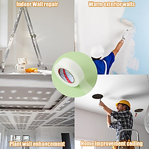 MIDELONG Drywall Joint Tape, 1.8 inch x 98 feet Heavy-Duty Self-Adhesive Fiberglass Drywall Mesh Tape Crack Patch Wall Repair Fabric for Wall Sheetrock Ceiling Crack Repairs, 1 Roll