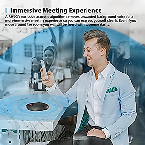 AIRHUG Bluetooth Speakerphone,Conference Speaker with Microphone,6 metes HD Voice Pick Up,Advanced Noise Reduction Algorithm,USB-C Plug & Play,Compatible with Zoom,MS Team,Skype