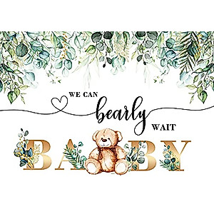 7x5ft We Can Bearly Wait Bear Backdrop Bear Baby Shower Greenery Photographic Background Gender Neutral Watecolor Kids Party Cake Table Decoration Photo Booth Props Supplies