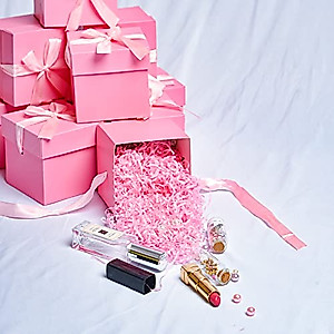 GP SUP 6”×6”×6”Pink Gift Boxes with Lids,12 Pcs Beautiful Squared Boxes with Ribbon Perfect for Weddings,Christmas, Birthday,Valentines Day
