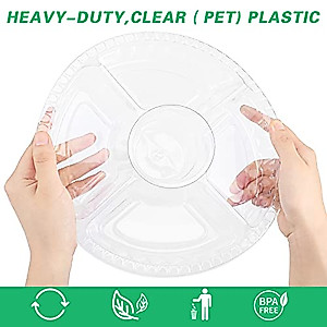 20 Pieces Plastic Appetizer Trays with Lids Disposable Platter Buffet Compartment Serving Tray for Fruit Veggie Snack Food Containers (Clear,5 Grids)