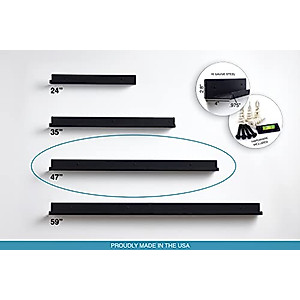 Infinite Design Floating Metal Wall Shelf – Minimalist Premium Floating Shelves MADE IN USA | Easily Mounted, Perfect Floating Shelf for your Living Room, Kitchen, Bathroom or Bedroom | Black, 48 Inch